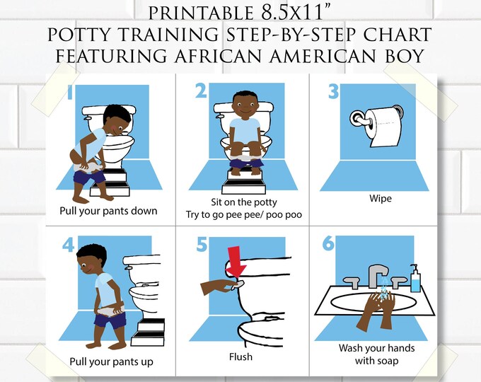 Printable Toilet Training Learning Chart for Black Child 8.5x11 Potty ...