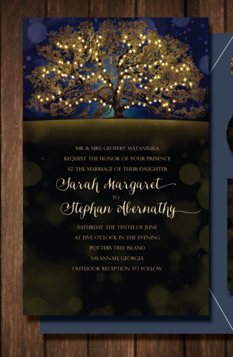 Wedding Invitation Printable Tree and Lights Package RSVP - Etsy