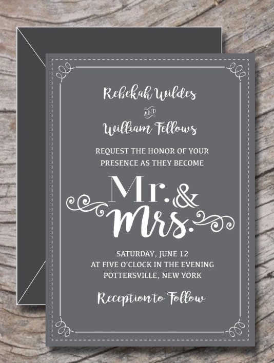 Industrial Wedding Invitation Printable Set Modern Neutral - Etsy