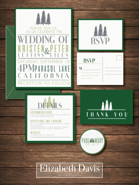 Forest Wedding Invitation Printable Outdoors Trees Woods | Etsy