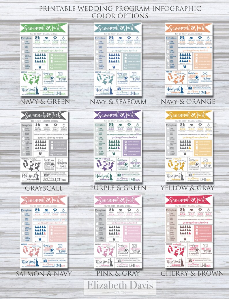 Wedding Program Printable Infographic Modern Funny - Etsy