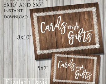 Printable Cards and Gifts Sign Instant Download Rustic - Etsy