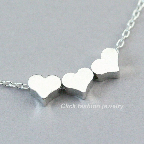 3 Heart Necklace - Etsy