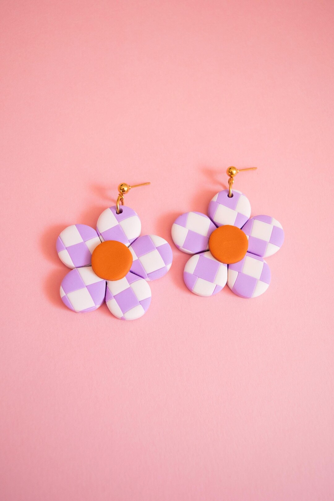 Pendientes Handmade Flor Asimétrica/ Pendientes De Arcilla Polimérica Y ...