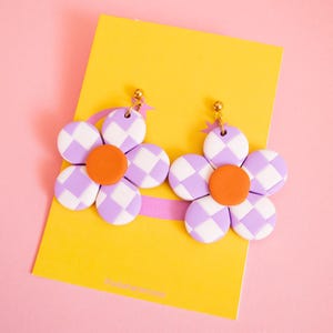 Pendientes Handmade Flor Asimétrica/ Pendientes De Arcilla Polimérica Y ...