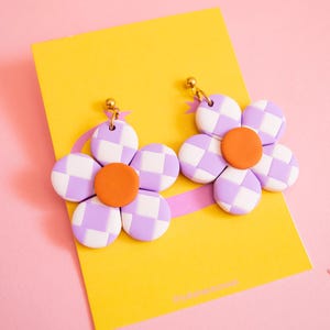 Pendientes Handmade Flor Asimétrica/ Pendientes De Arcilla Polimérica Y ...