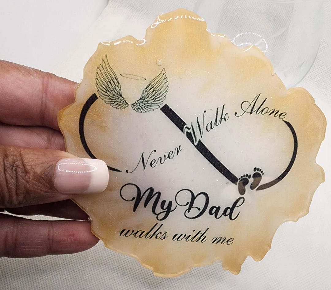 Never Walk Alone My Dad Walks With Me Angel Wing Coaster Heat Resistant ...
