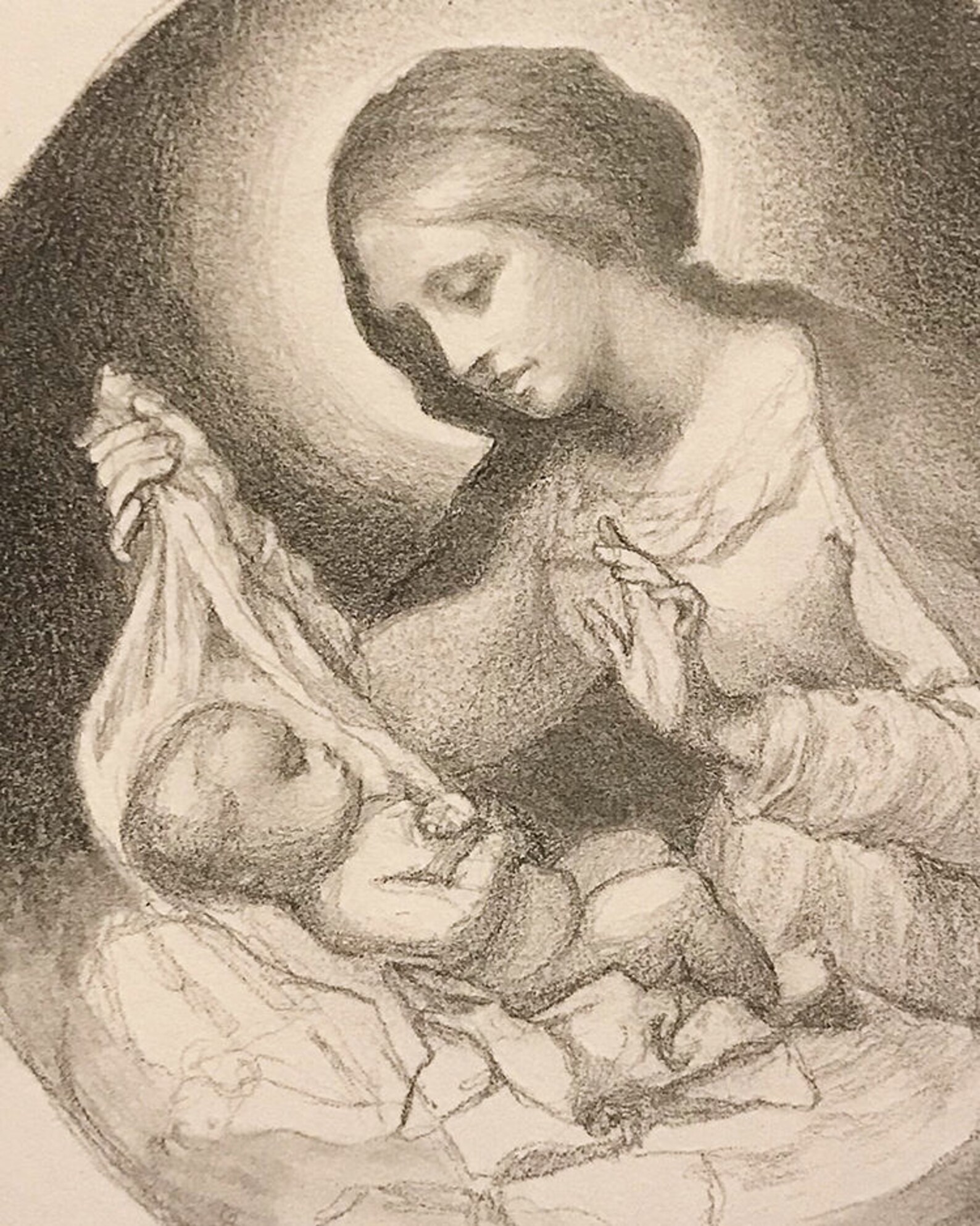Mary and Baby Jesus Drawing Print - Etsy