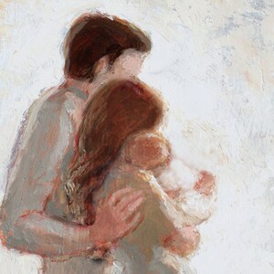 Mother and Father and Baby (no Wings) With Brown Hair Fine Art Print ...