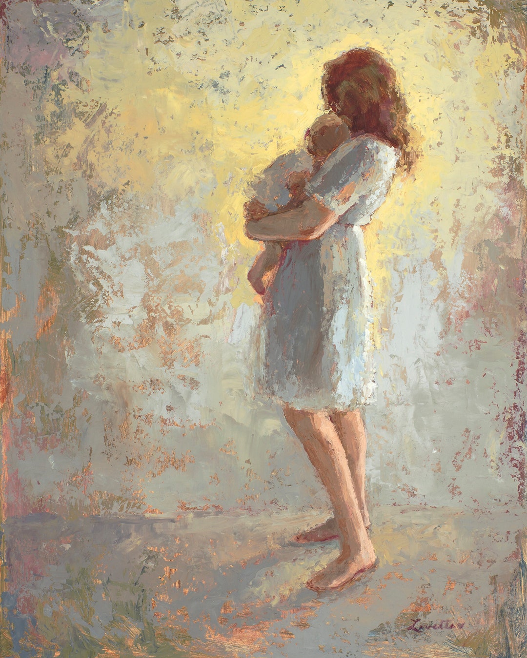 Mother Holding a Baby Fine Art Print of My Painting Titled We Gather ...