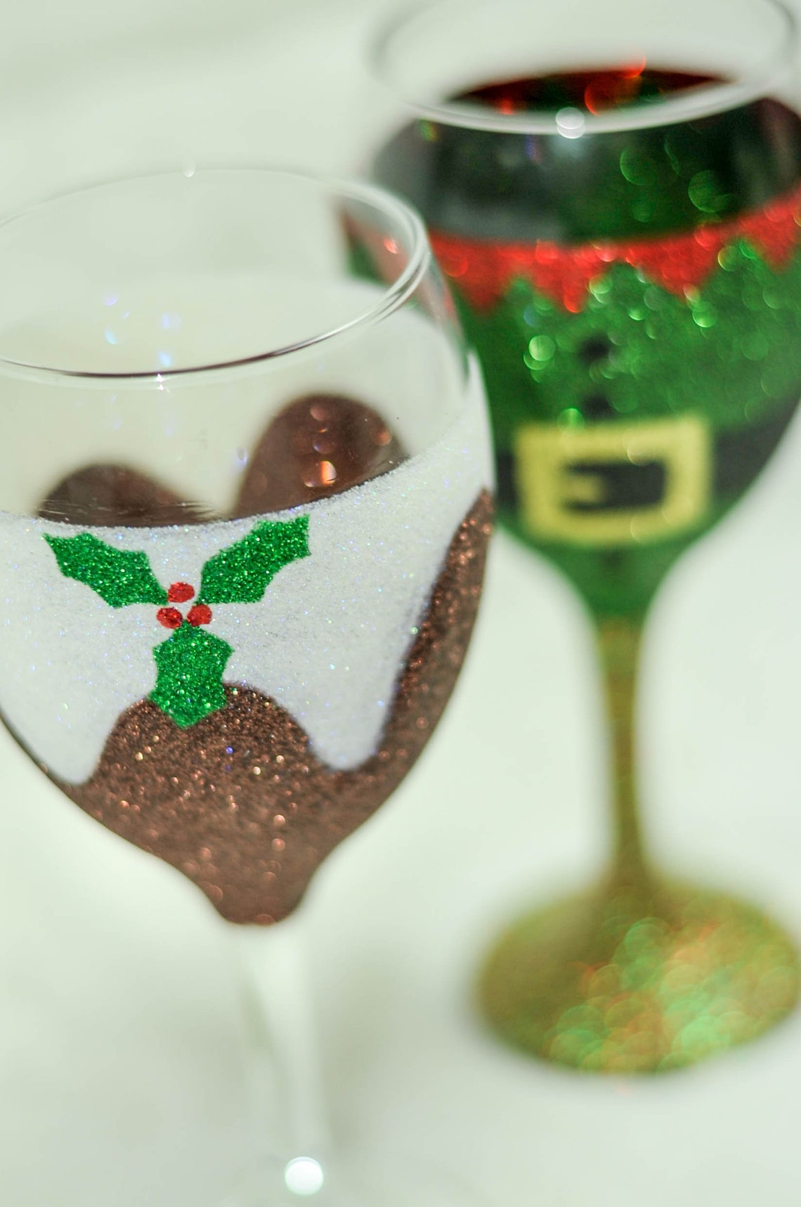 Christmas Design Glitter Glass - Etsy