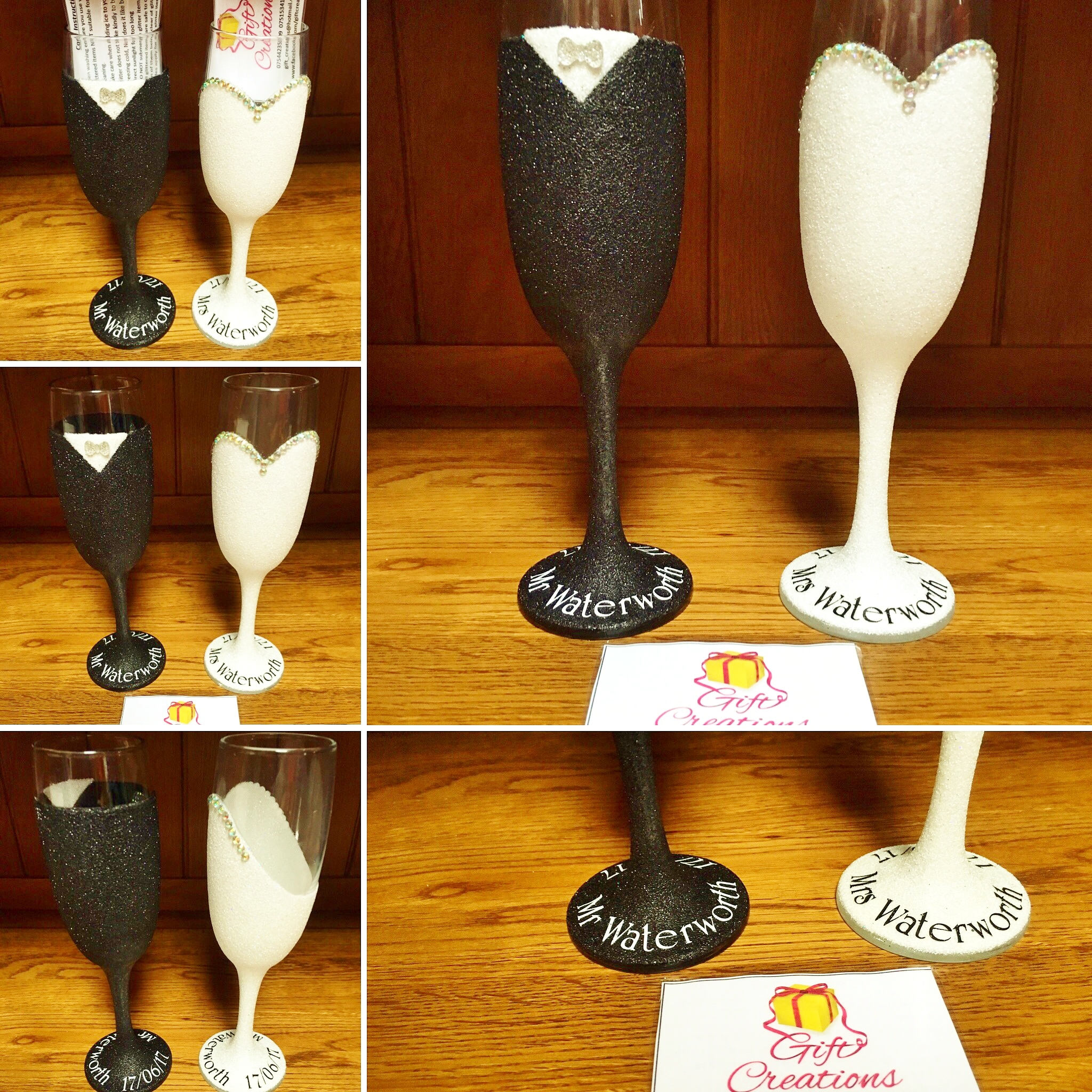 Wedding Champagne Flute Glasses Bride and Groom Glitter Glasses - Etsy