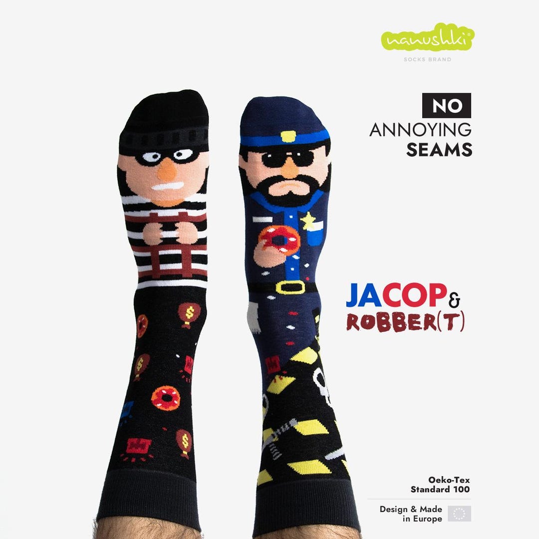 Police Socks – Funny Cops and Robbers Cotton Crew Socks With Donuts and ...