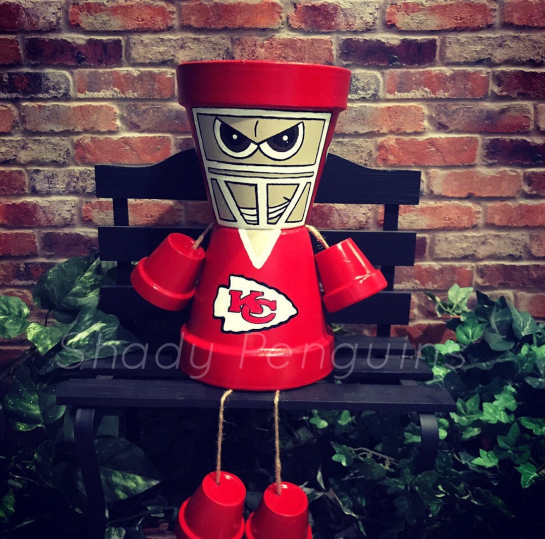 Kansas City Chiefs Flower Pot Football Player/ Terra Cotta/ Hand ...