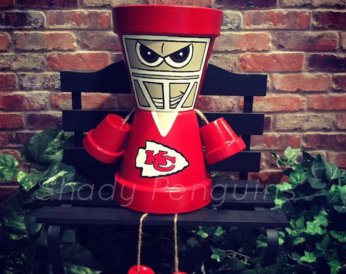 Kansas City Chiefs Flower Pot Football Player/ Terra Cotta/ Hand ...