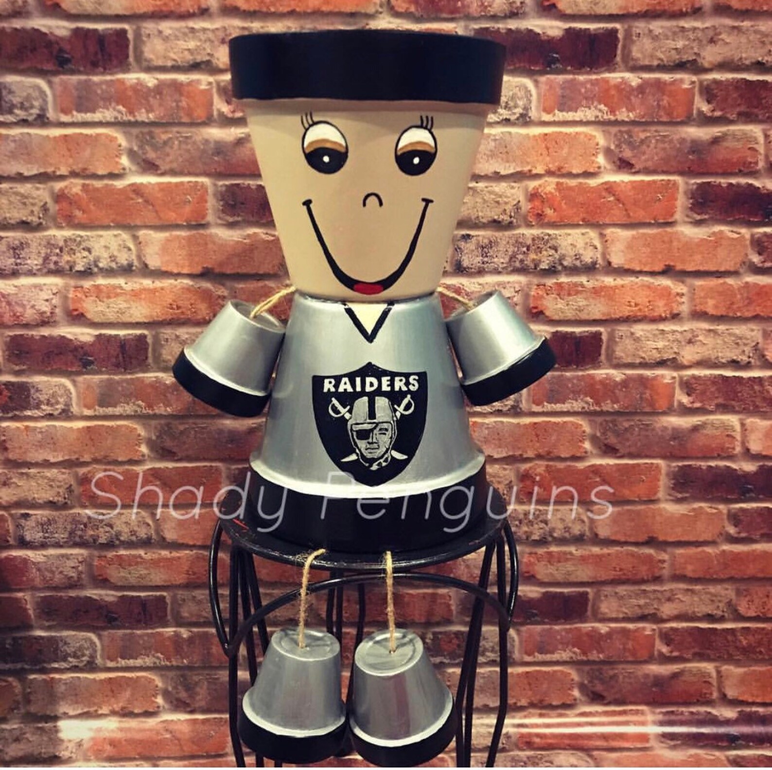 Oakland Raiders Flower Pot People / Football Decor/ Clay Pot | Etsy