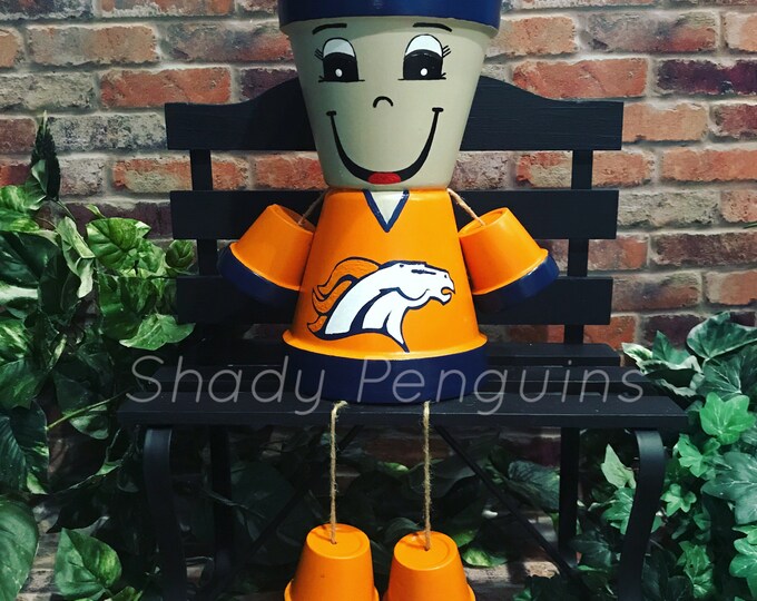 12" Denver Broncos Flower Pot People / Football Decor/ Clay Pot People ...