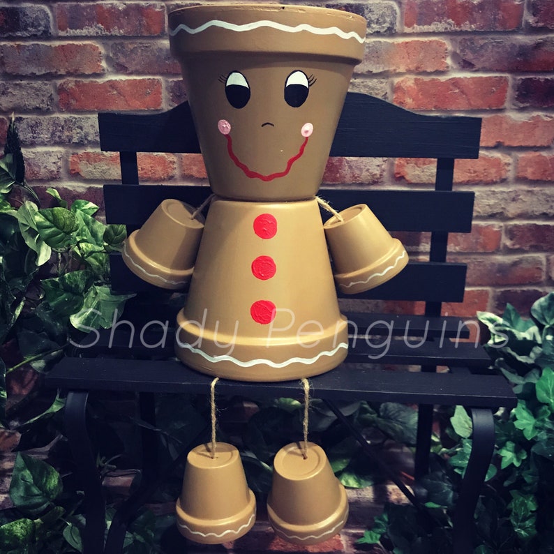 Gingerbread Man Flower Pot /flower Pot/ Indoor Decor/ Outdoor - Etsy