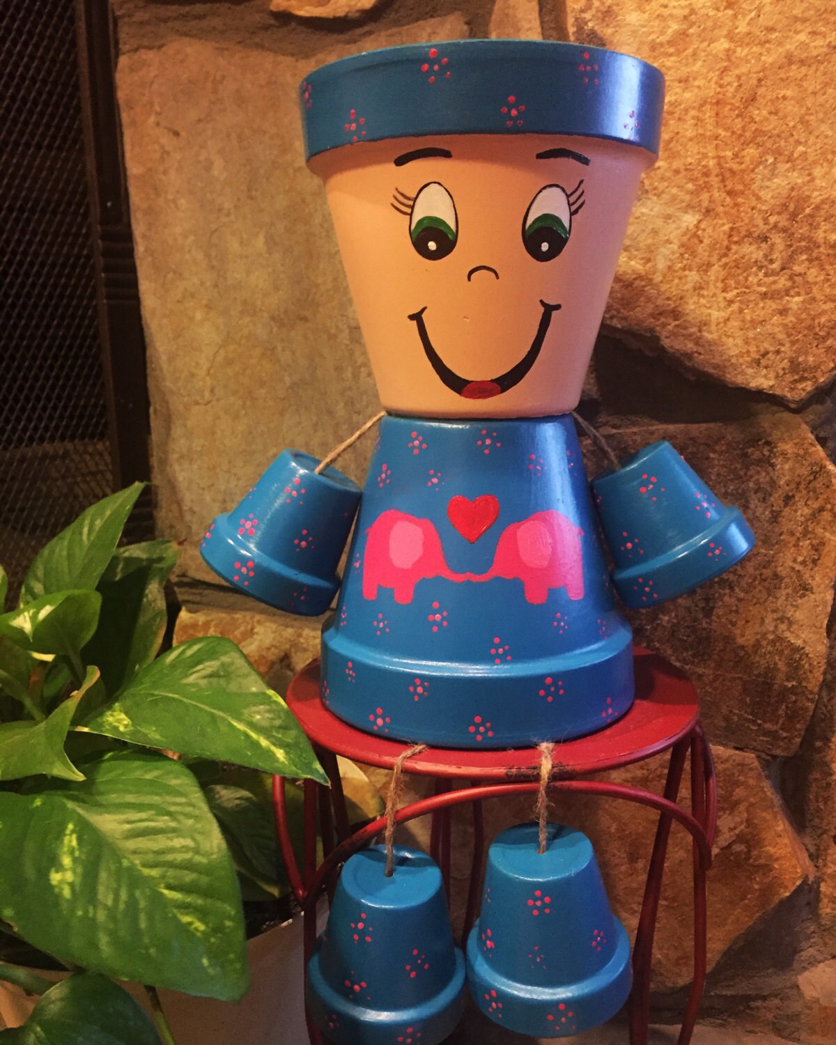 12 Pink Elephants Flower Pot People/ flower pot/ indoor | Etsy