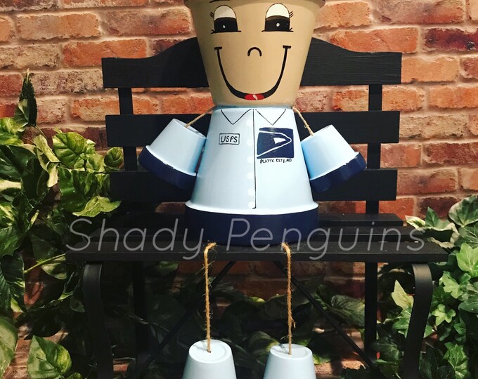Mailman Flower Pot People / Indoor Decor/ Outdoor Decor/ Garden Statue ...