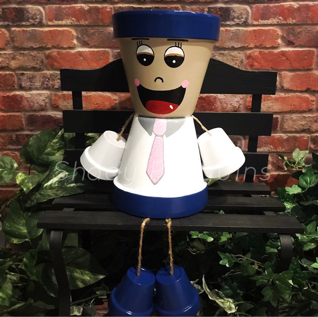 Flower Pot Boy /clay Pot People/ Garden Statue/ Indoor Decor/ - Etsy