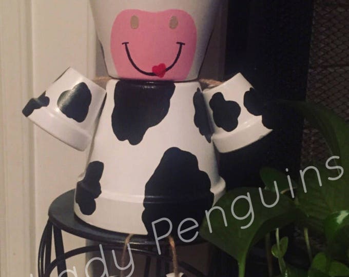 12" Cow Flower Pot People/ Flower Pot/ Indoor Decor/ Outdoor Decor ...