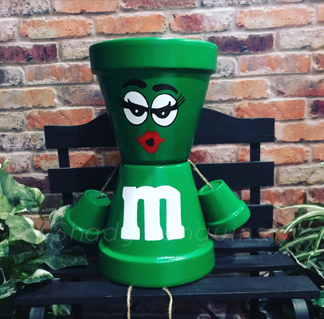 12 Green M&m Flower Pot/flower Pot/ Indoor Decor/ - Etsy