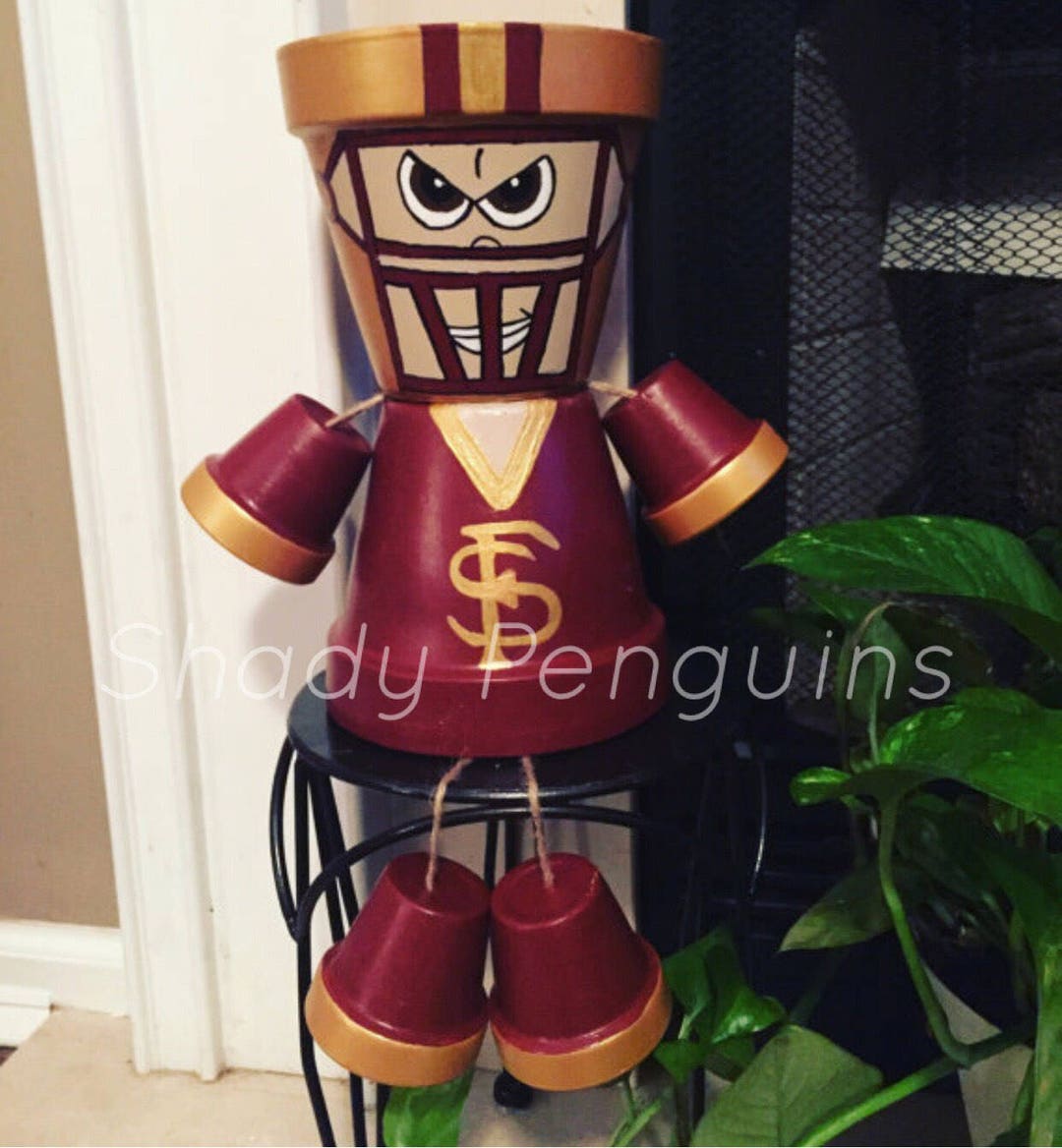 Flordia State Flower Pot Football Player/ Terra Cotta/ Hand Painted ...