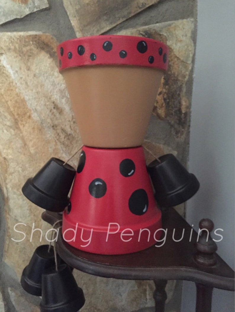12 Lady Bug Flower Pot People | Etsy