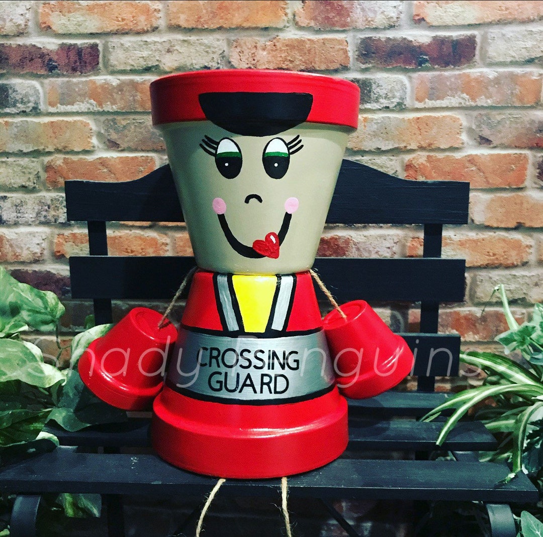 12 Crossing Guard Flower Pot/ Flower Pot/ Indoor Decor/ Outdoor Decor ...