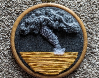 Tornado Thunderstorm Hand Embroidery 4 Inch - Etsy