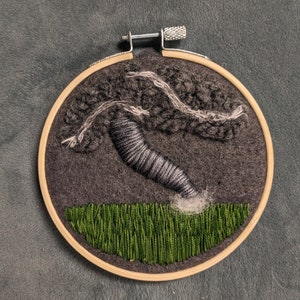 Tornado Thunderstorm Hand Embroidery 4 Inch - Etsy