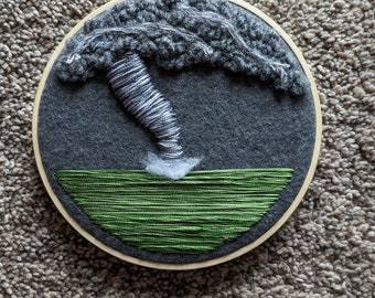 Tornado Thunderstorm Hand Embroidery 4 Inch - Etsy