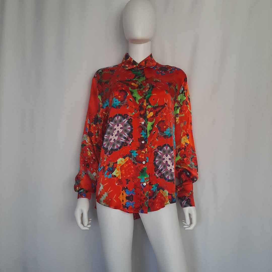 Red Mulberry Silk Shirt in Satin 16mm - Etsy