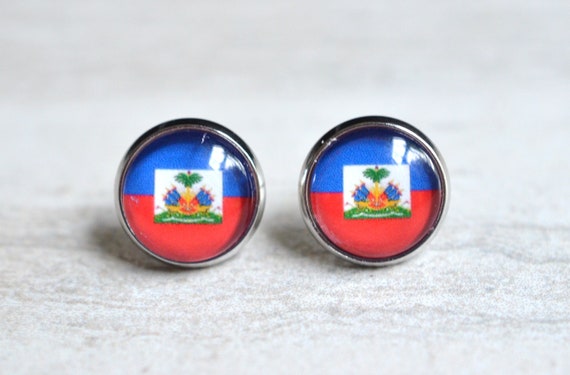 Haiti Flag Earrings Haiti Necklace Haiti Key Chain Cuff | Etsy