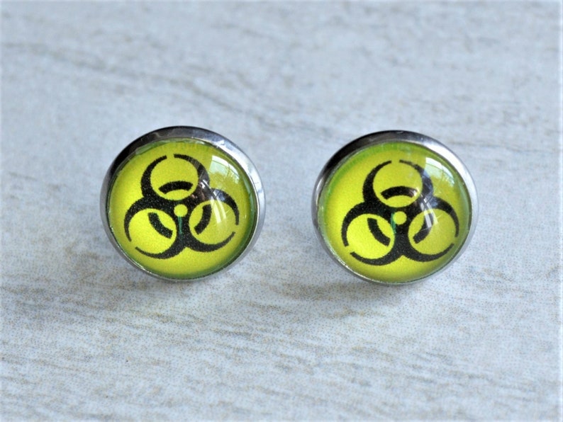 Biohazard Stud Earrings Science Earrings Science Jewelry | Etsy