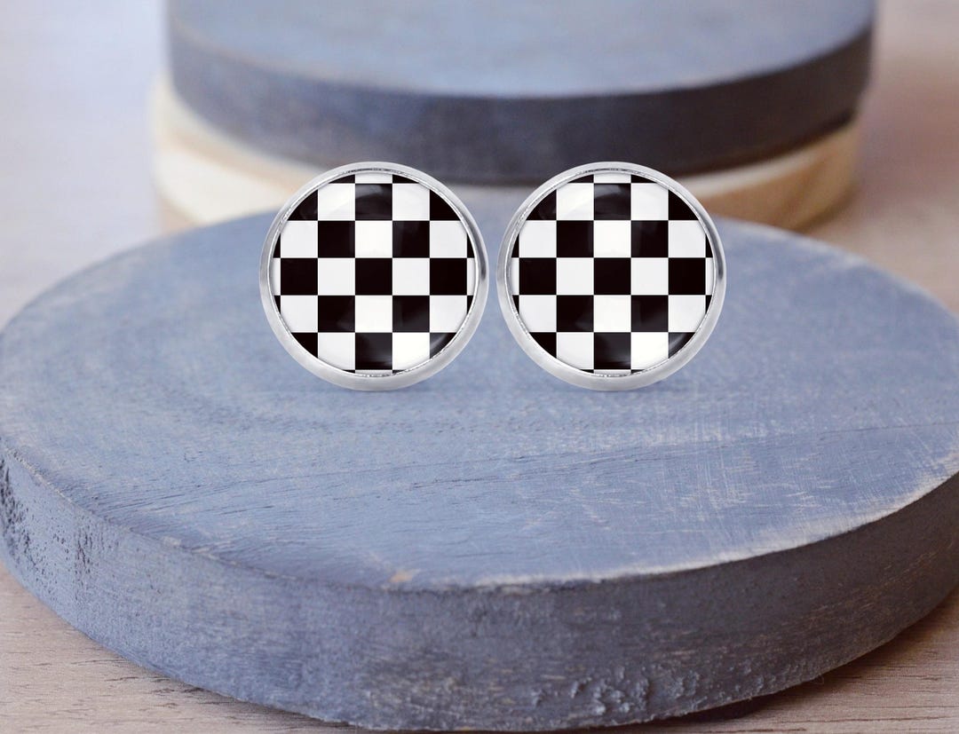 Checkerboard Stud Earrings, Checkerboard Necklace, Chess Board Earrings ...