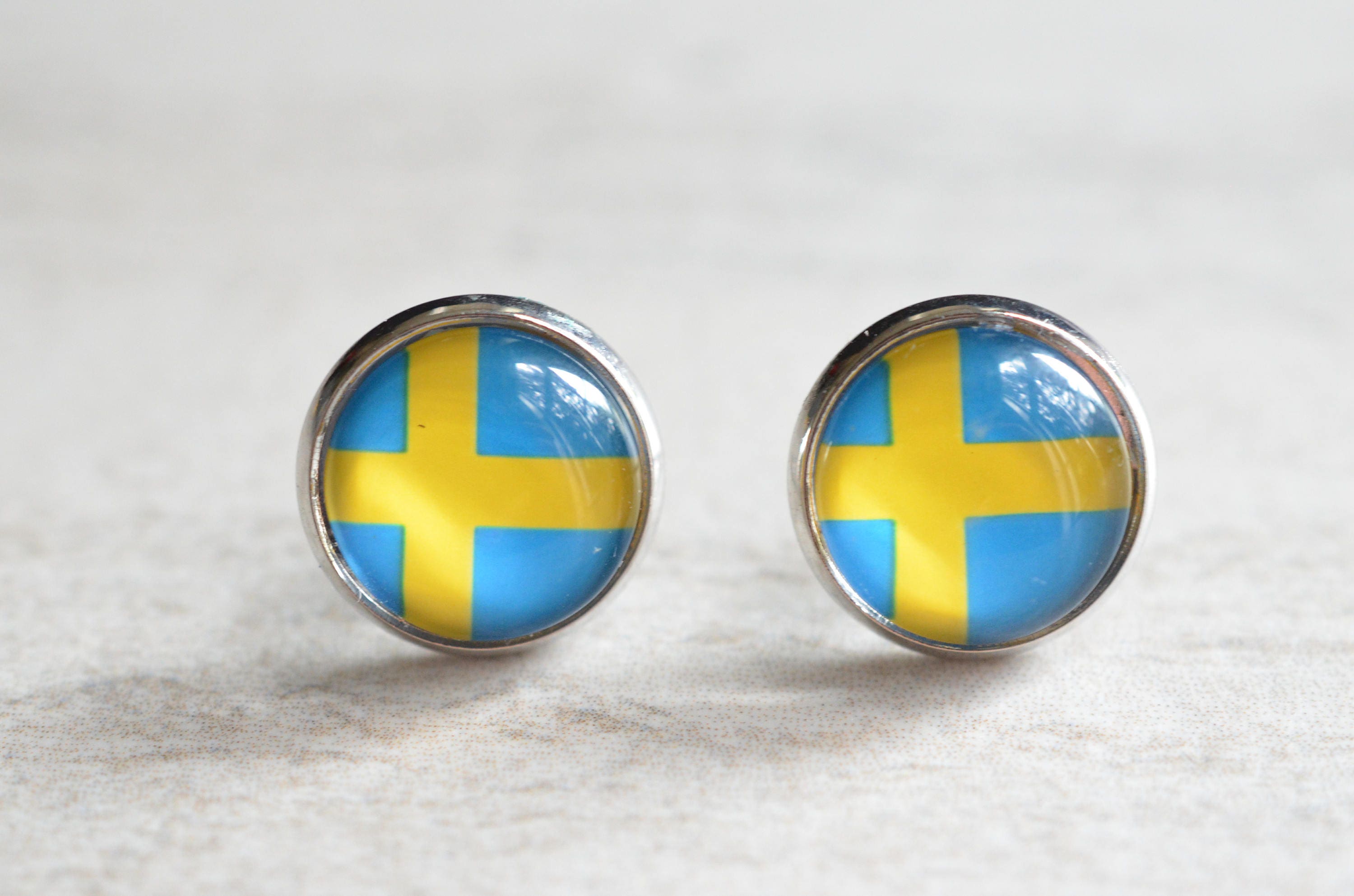 Sweden Flag Earrings Sweden Necklace Swedish Jewelry Sweden | Etsy