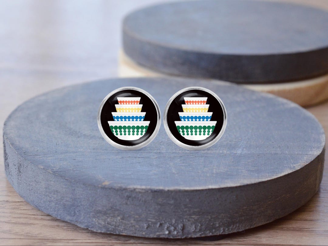Pyrex Dots Bowls Stud Earrings, Pyrex Necklace, Dots Jewelry, Dangle ...