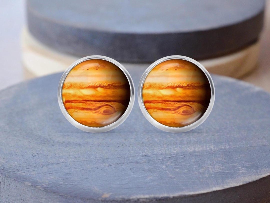 Jupiter Stud Earrings, Planet Jewelry, Jupiter Necklace, Lever Back ...