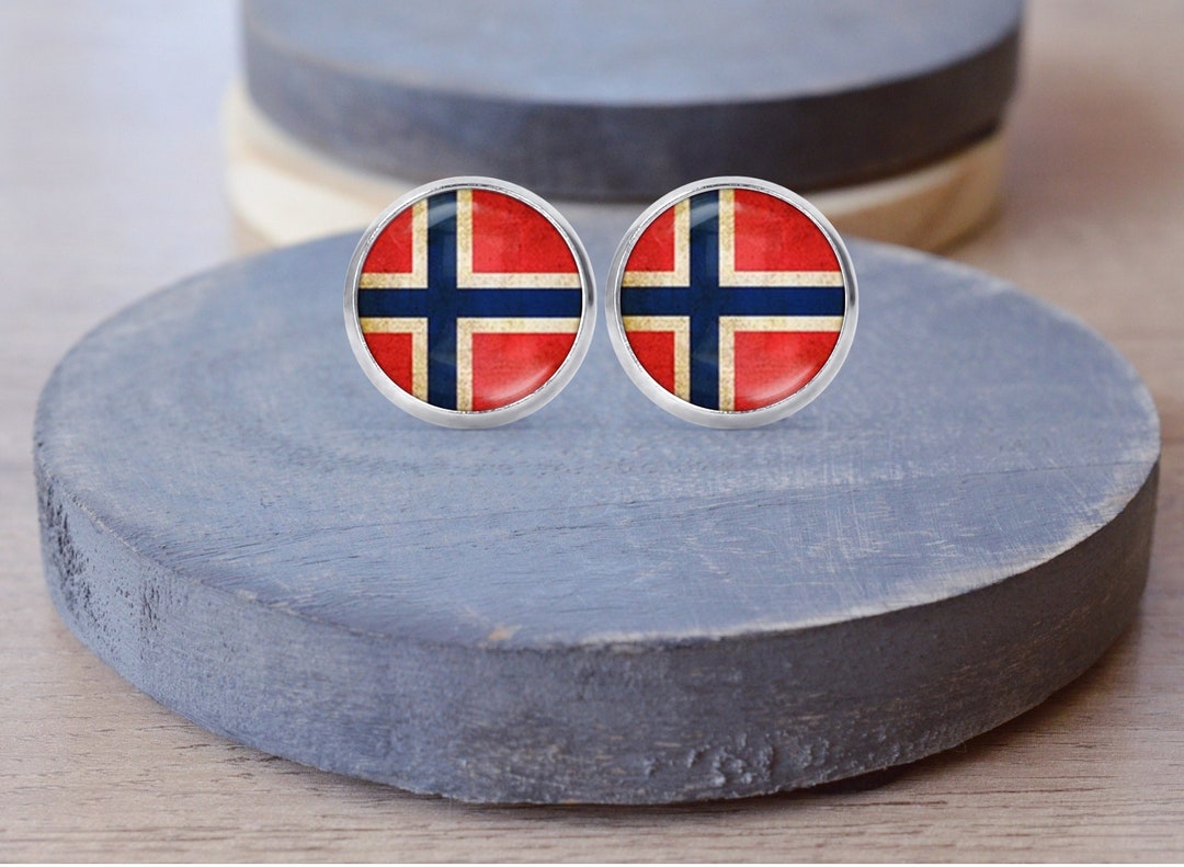 Norway Flag Earrings, Norway Necklace, Norway Jewelry, Norwegian Key ...