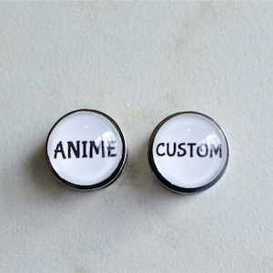 Pair Custom Anime Gauges, Screw Back Gauges, Anime Plugs, Stainless ...