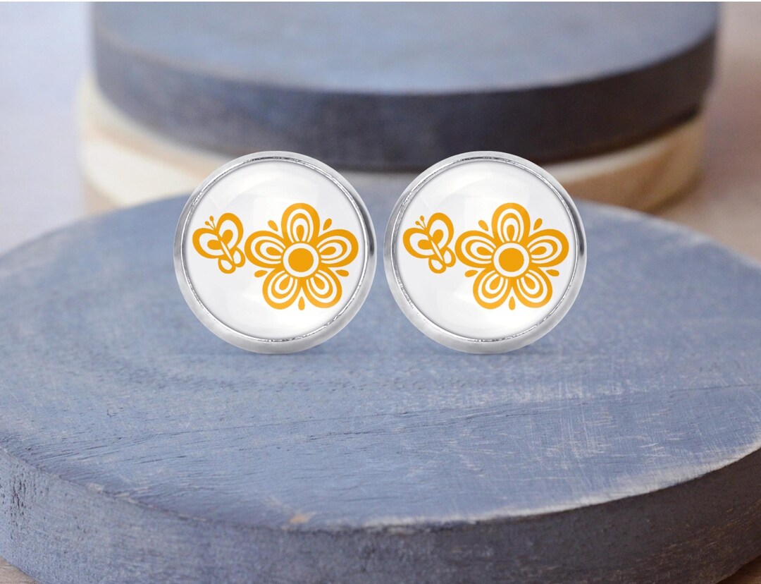 Butterfly Pyrex Stud Earrings: Butterfly Necklace, Pyrex Jewelry ...