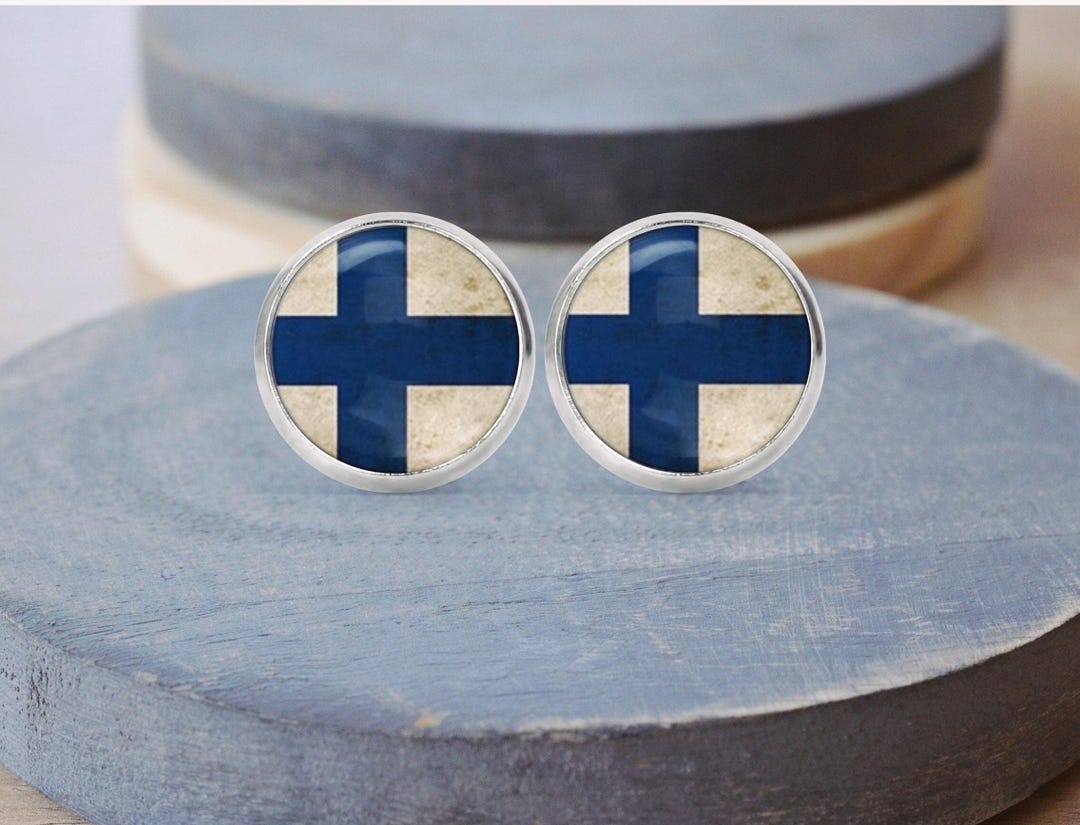 Finland Flag Stud Earrings, Finland Necklace, Cuff Links, Finland ...