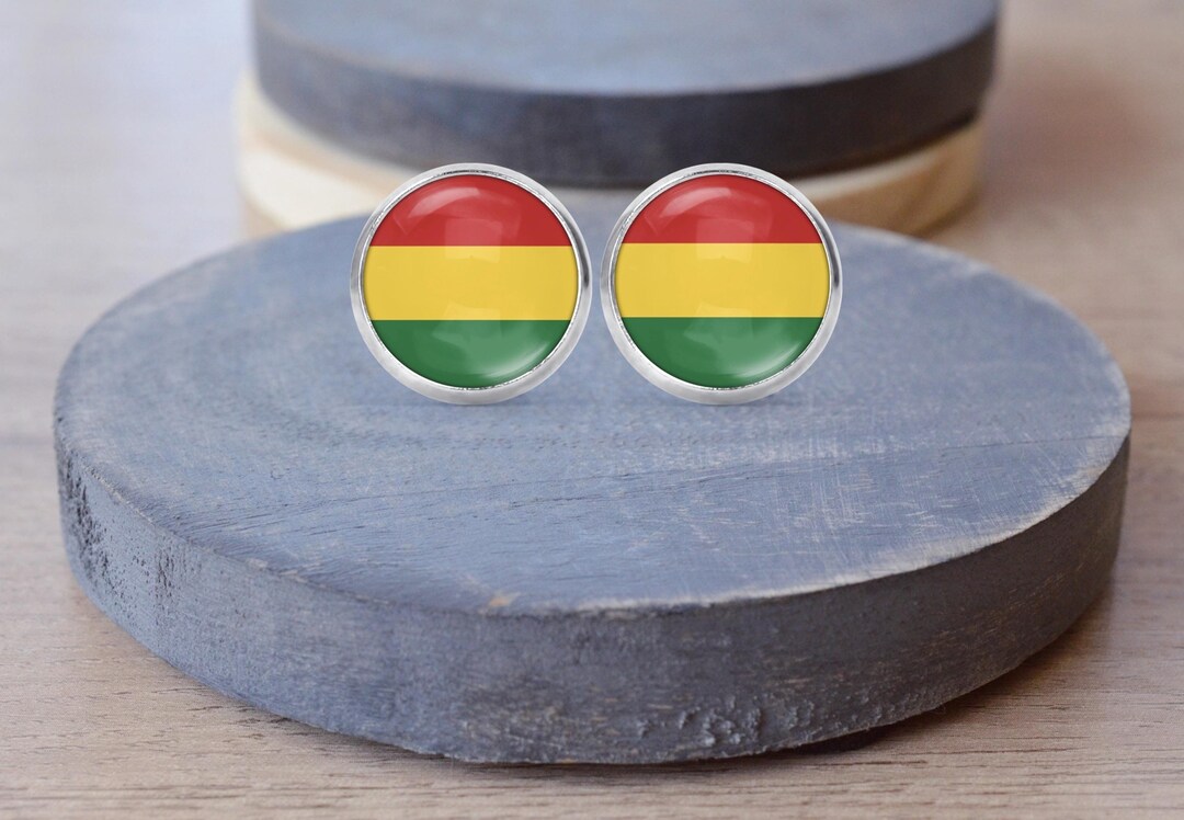 Rasta Flag Stud Earrings, Dangle Earrings, Cuff Links, Rastafarian Gift ...