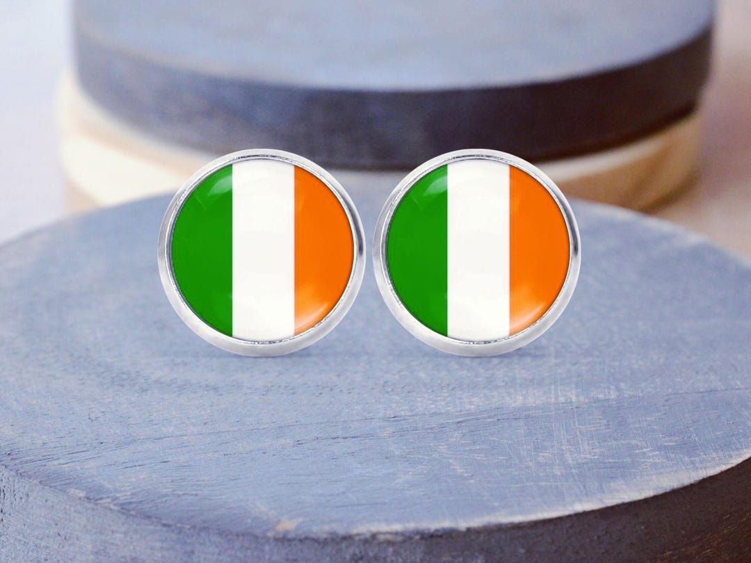 Irish Flag Stud Earrings, Ireland Necklace, Irish Flag, Cuff Links ...