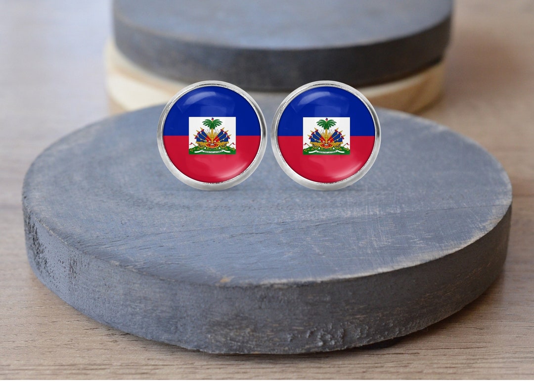 Haiti Flag Earrings, Haiti Necklace, Haiti Key Chain, Cuff Links ...