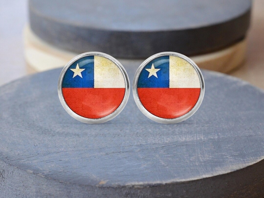 Chile Flag Earrings, Chile Necklace, Cuff Links, Chilean Keychain ...
