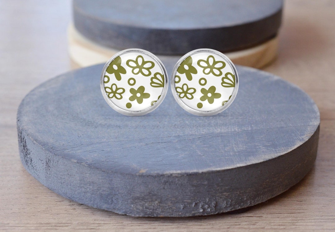 Spring Blossom Stud Earrings, Pyrex Necklace, Pyrex Earrings, Flower ...