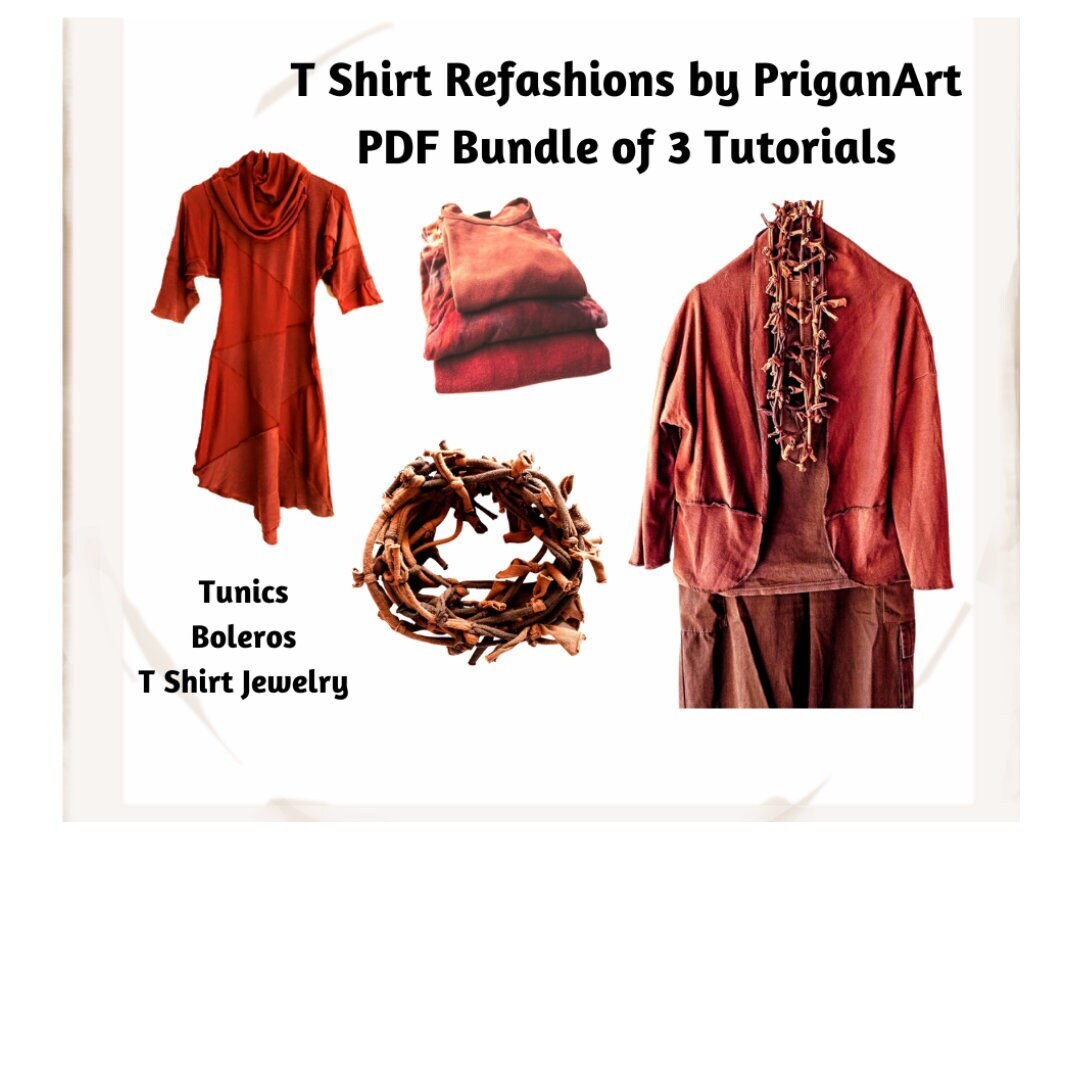 T-shirt Refashion Sewing Tutorials: Bolero, Tunic, Jewelry (PDF Bundle ...